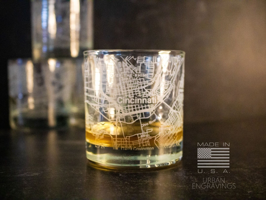 Cincinnati Ohio City Map Rocks Glass | on the Rocks Glass | New Home ...
