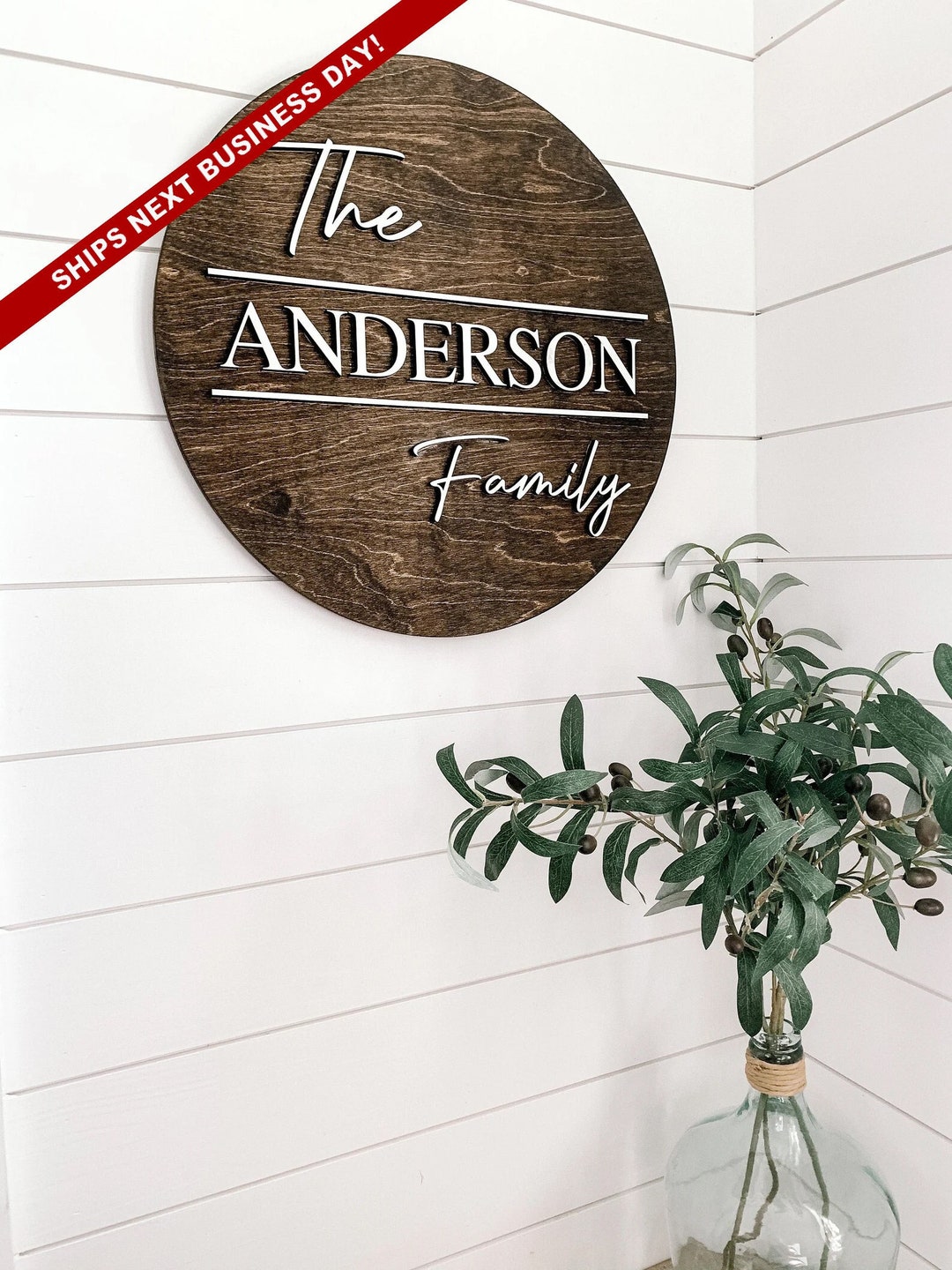 Personalized Round Family Wall Sign, Personalized 3D Wood Sign ...