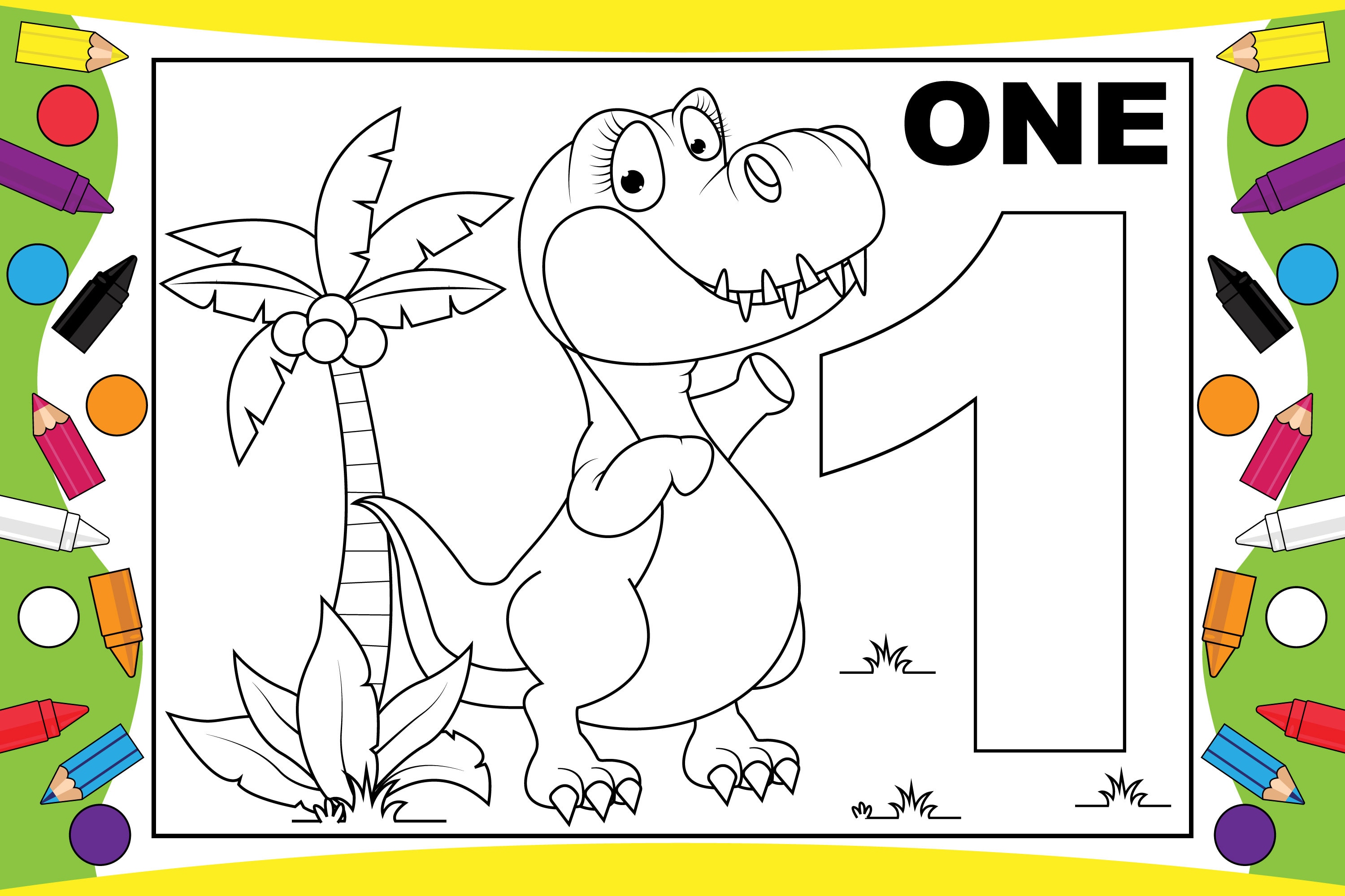 Dinosaur Number Coloring Sheets, for Boys Girls Kids Children, Coloring ...