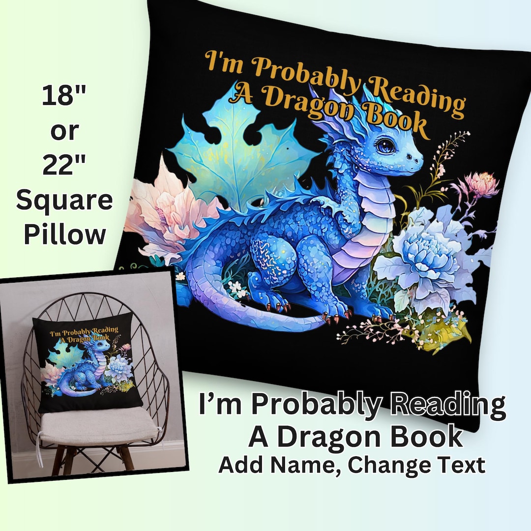 I'm Probably Reading a Dragon Book, Baby Blue Dragon With Flowers on ...