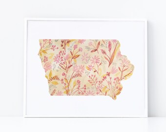 Iowa Wild Rose State Flower Silhouette Watercolor Print - Etsy