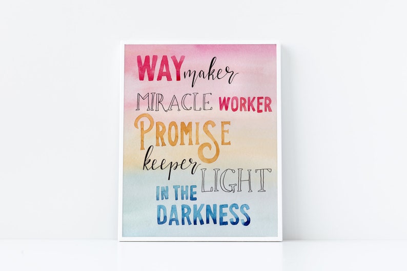 Waymaker Watercolor Print Home Decor Office Decor Christian Decor Free ...