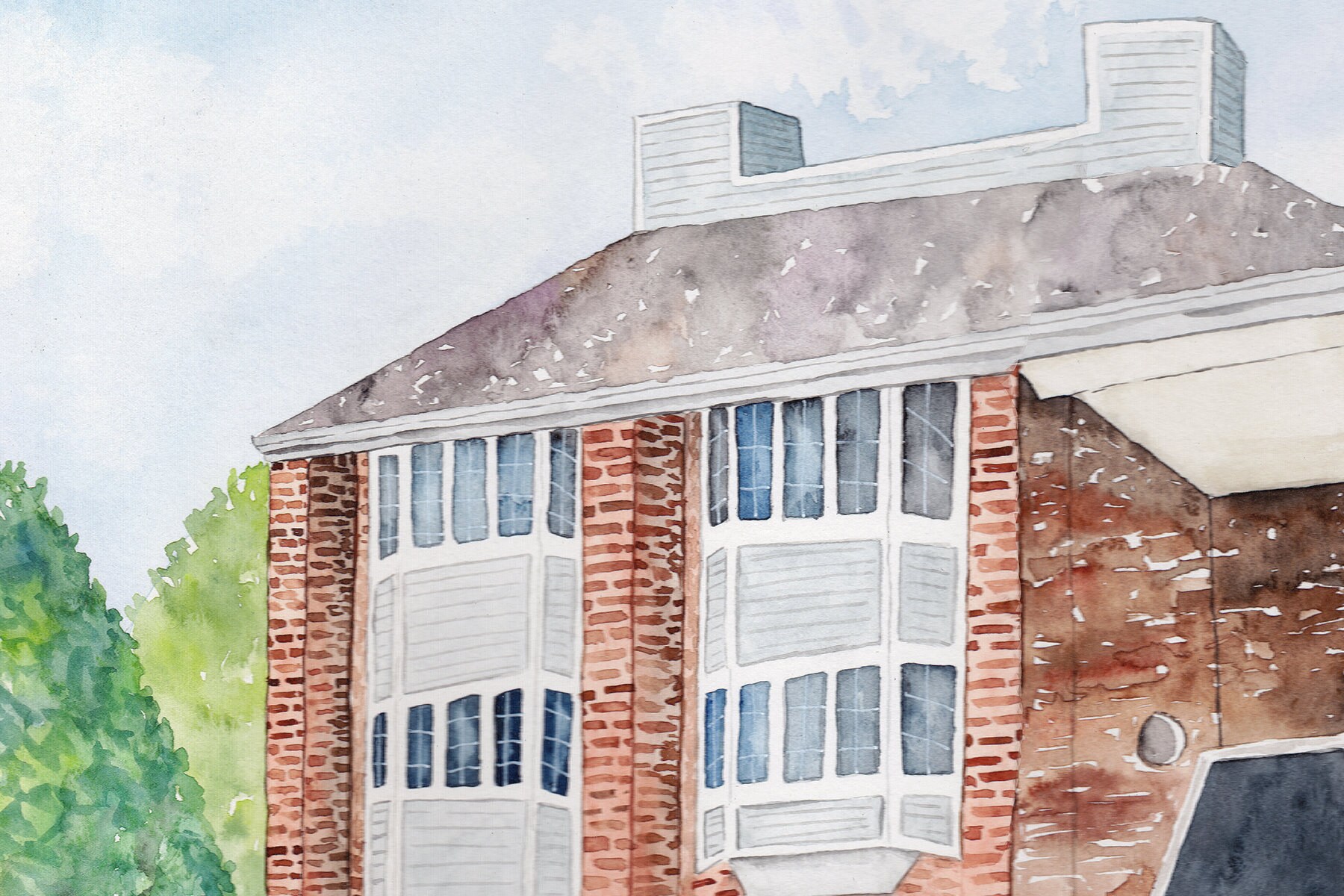 Farmhouse Fraternity Watercolor Painting Print Ames, Iowa Free Shipping ...