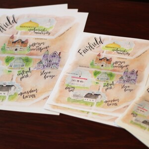 Fairfield Iowa Watercolor Map Print Free Shipping Home Decor Greeting ...