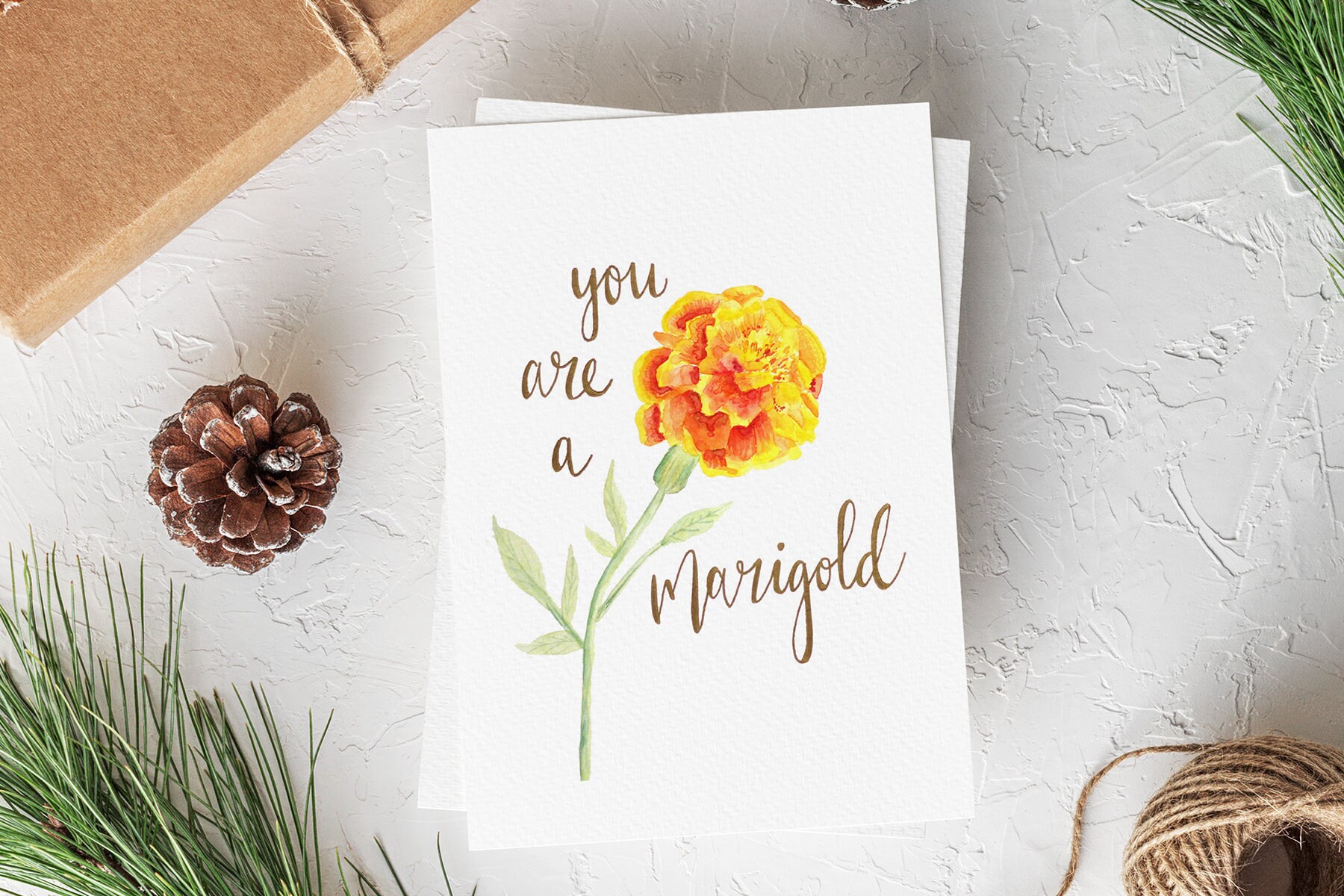 Teacher Gift You Are A Marigold Print Marigold Greeting Card Hand ...