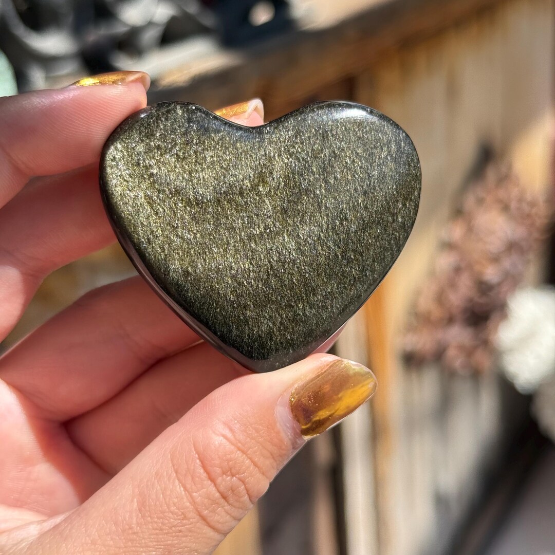 Gold Sheen Obsidian Heart: for Protection Strength and Inner Power ...