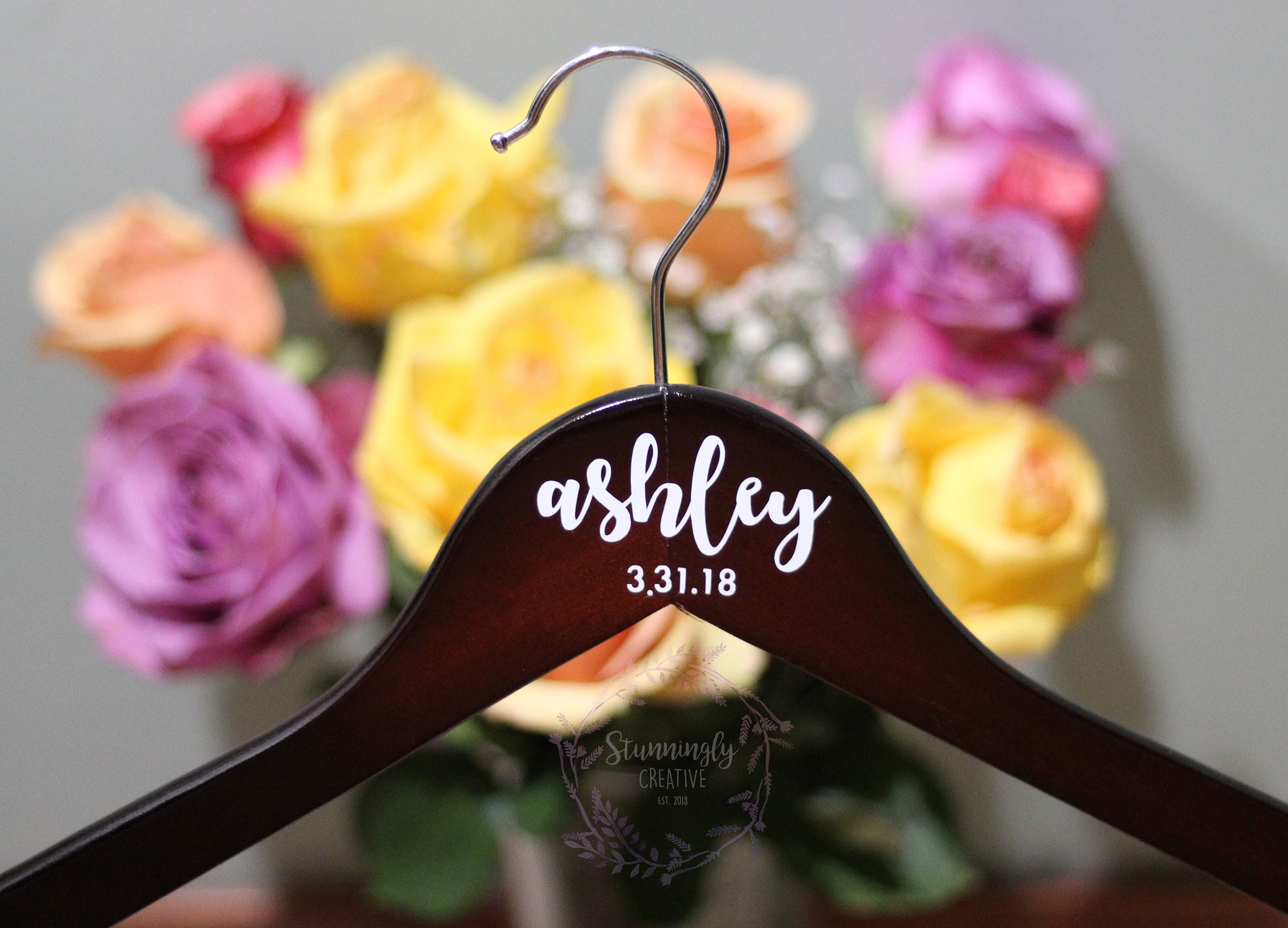 SET OF 11 Name Hangers With Date Bridal Party Hangers | Etsy