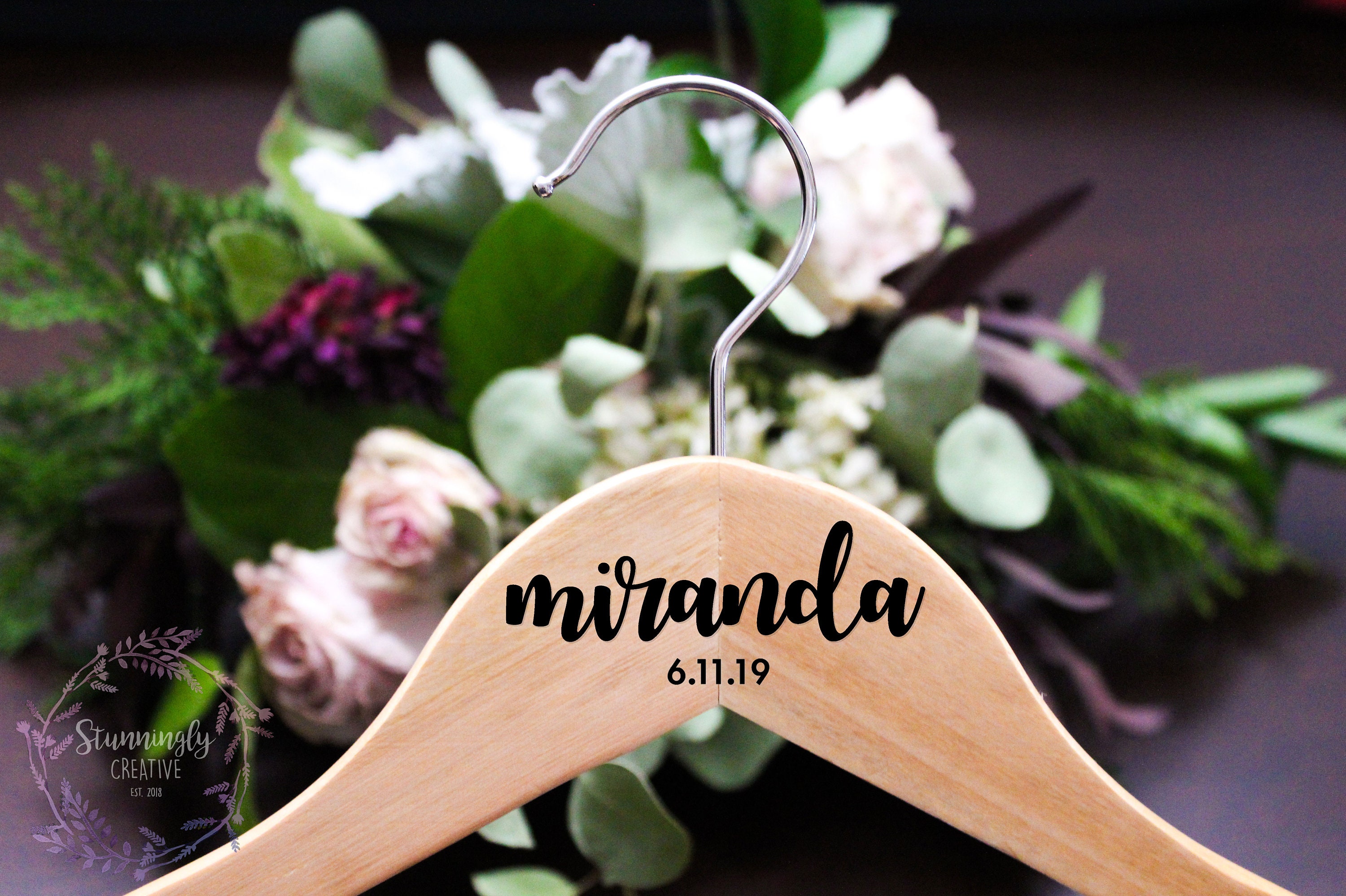 SET OF 11 Name Hangers With Date Bridal Party Hangers | Etsy