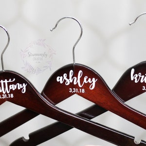 SET OF 7 Name Hangers, Bridal Party Hangers, Bride Hangers, Bridesmaid ...
