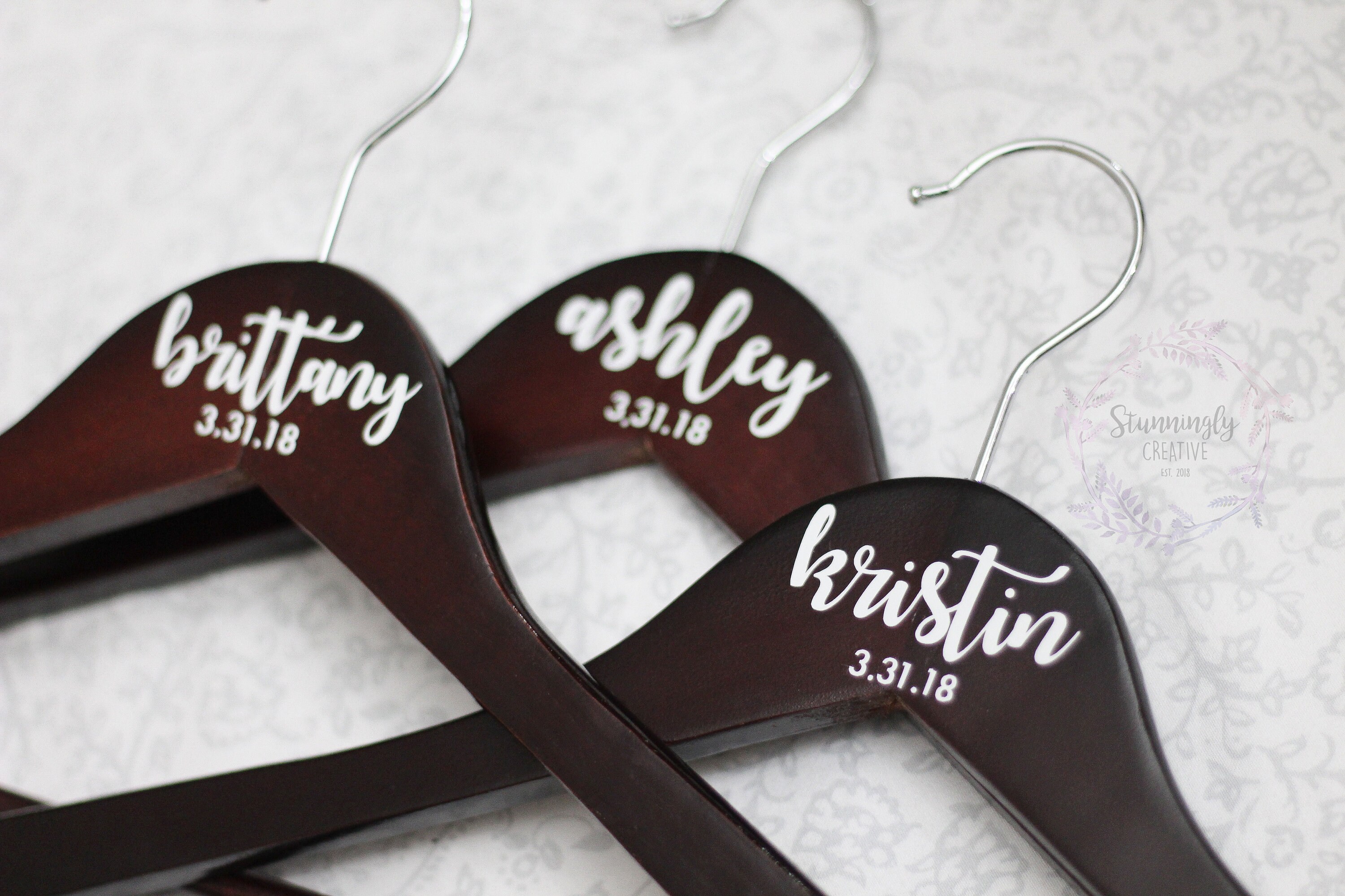 SET OF 11 Name Hangers With Date Bridal Party Hangers | Etsy