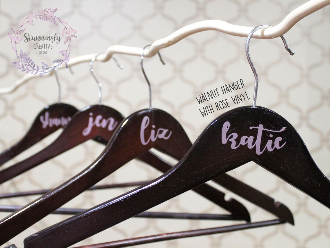 SET OF 4 Name Hangers, Bridesmaid Hanger, Bride Hanger, Personalized ...