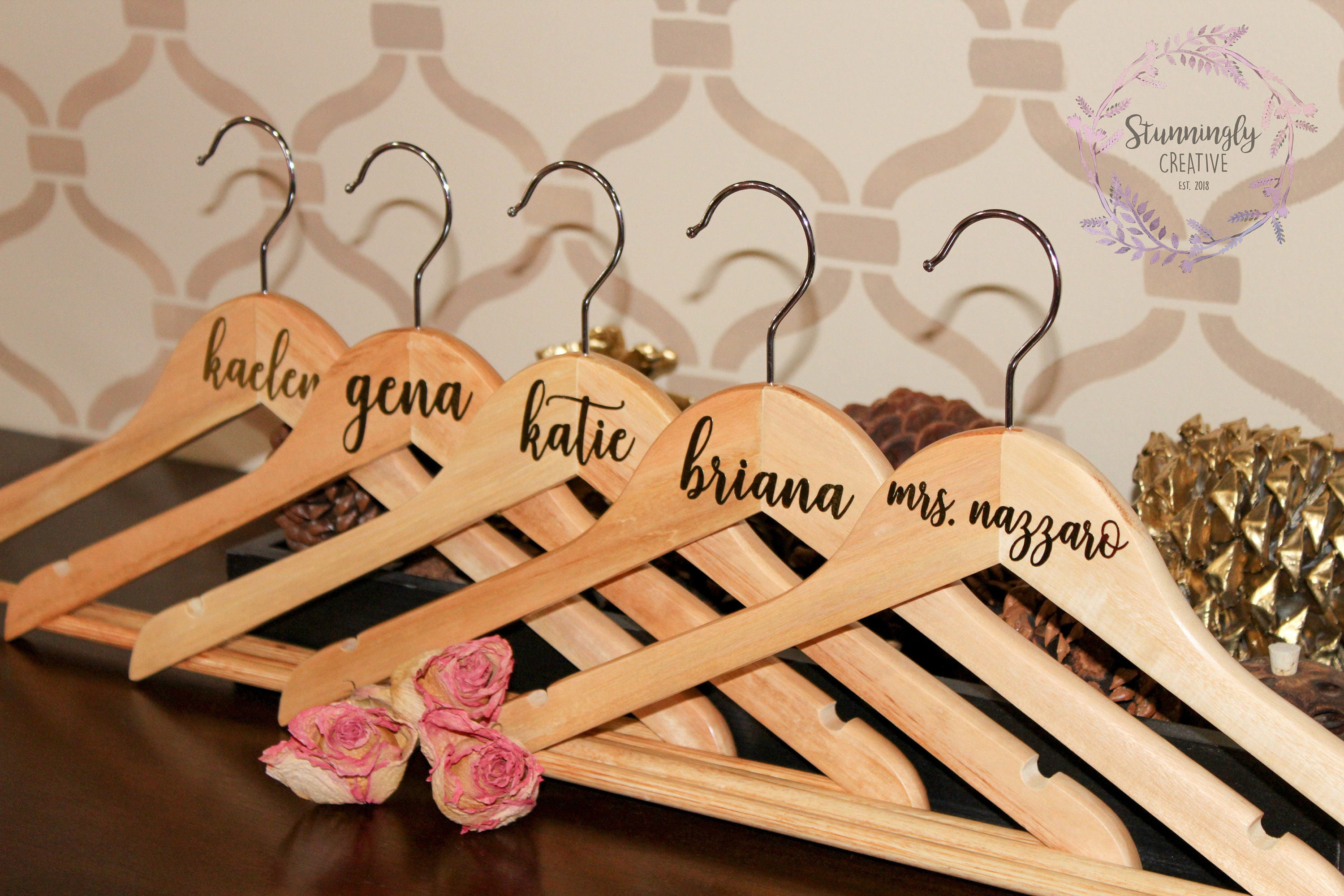 SET OF 9 Name Hangers Bride Hanger Bridesmaid Hanger - Etsy
