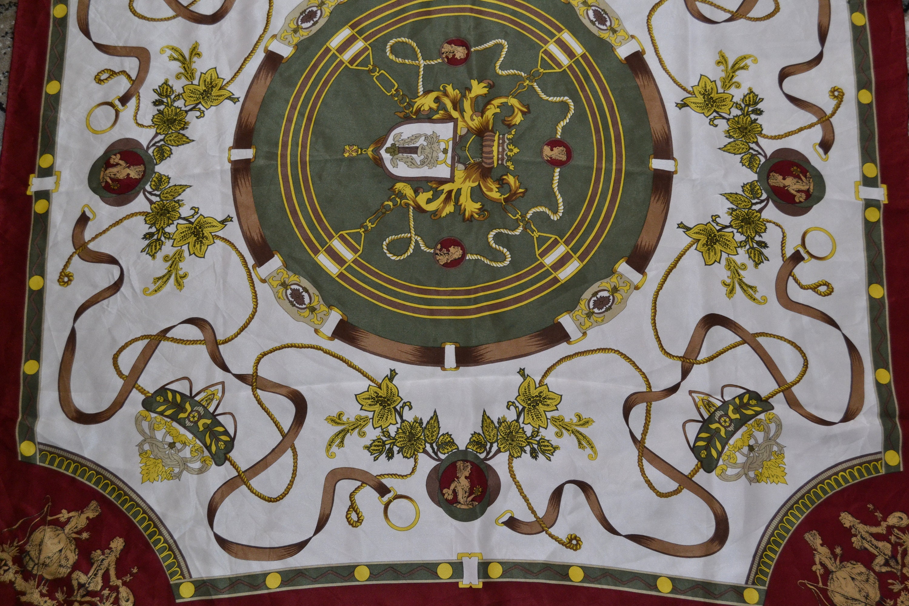 Vintage Silk Scarf Heraldry Print - Etsy