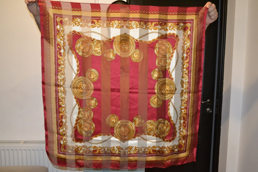 Vintage Silk Scarf, Baroq Print - Etsy