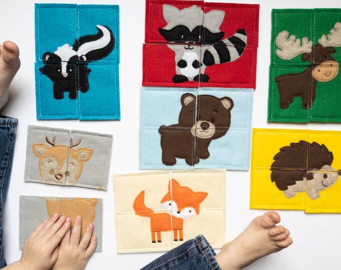 Woodland Animals Puzzles, Felt Puzzle, Kids Educational Toys, Learning ...