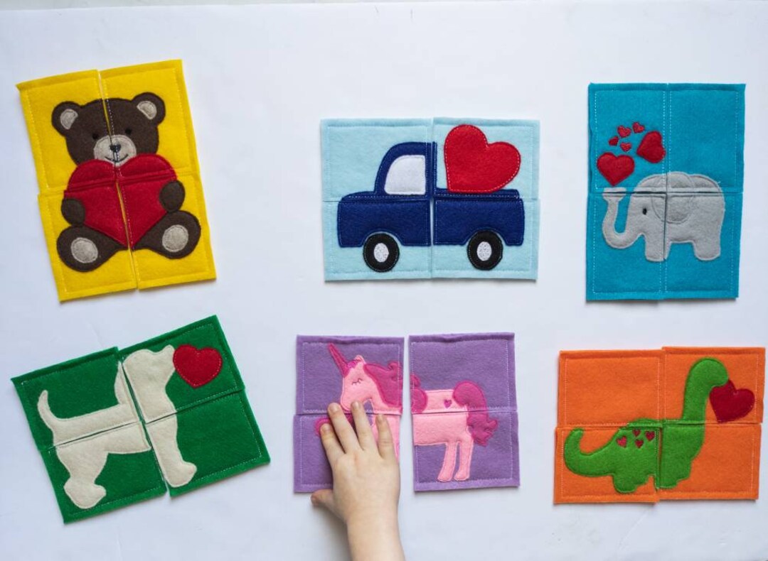 Valentine's Day Puzzles, Felt Puzzle, Kids Educational Toys, Learning ...