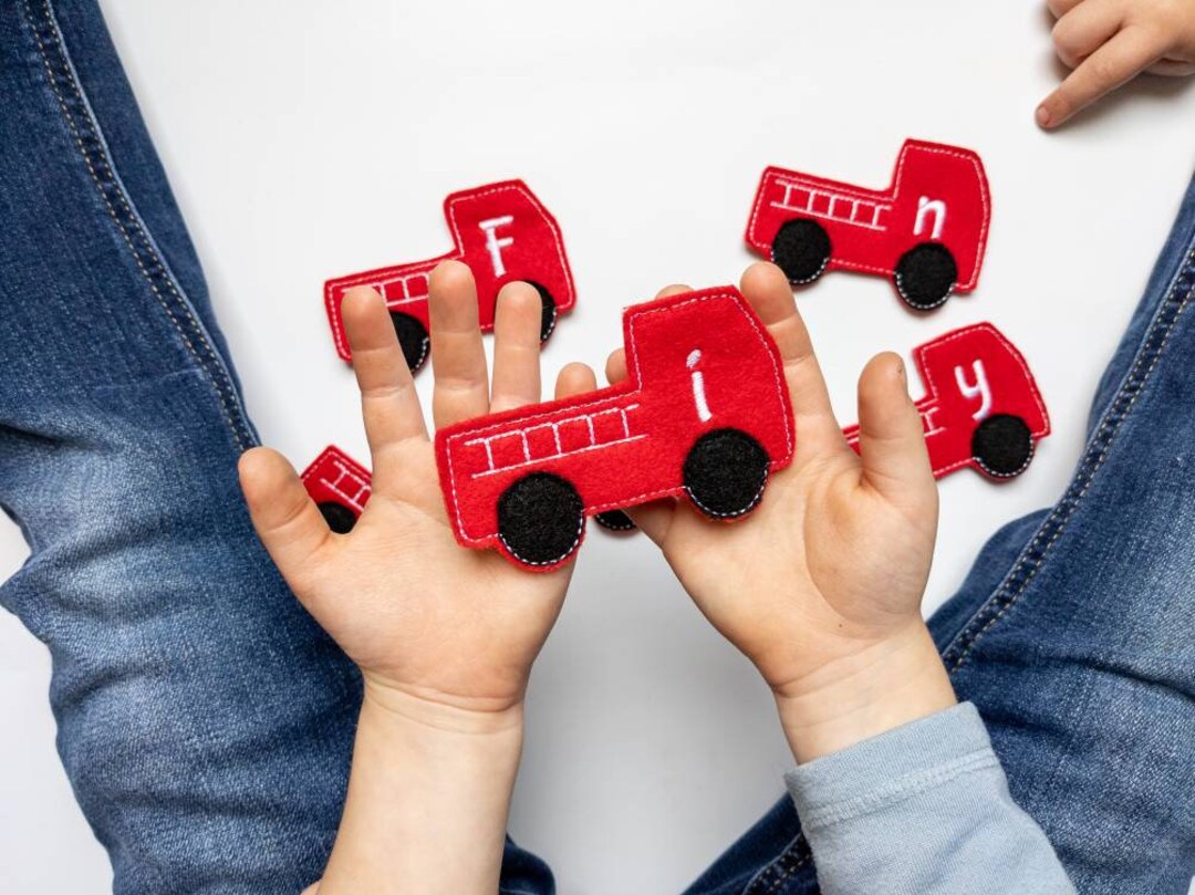 Felt Fire Truck Name Puzzle, Personalized Felt Puzzle, Kids Name ...