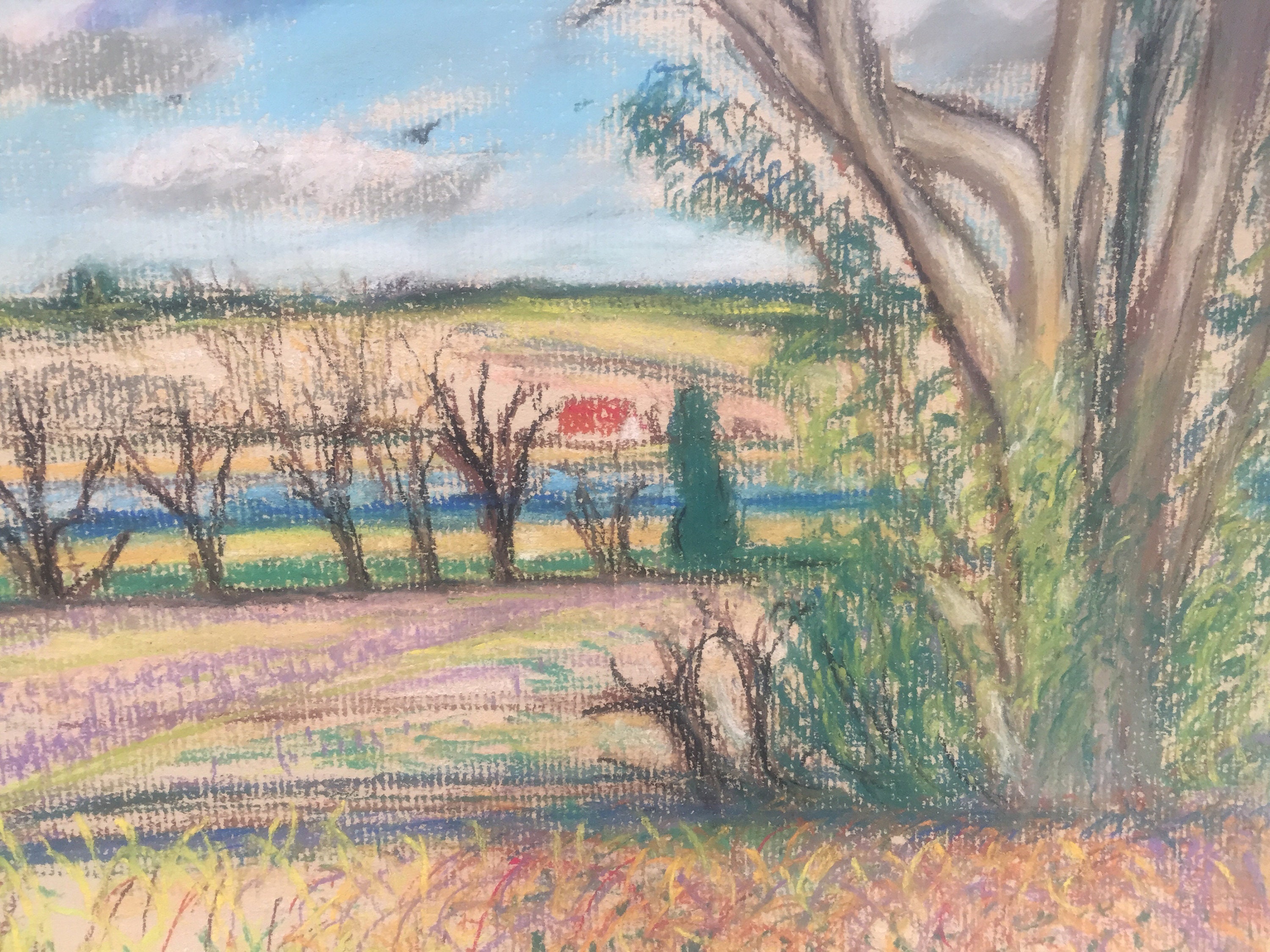 An Original Impressionist Pastel Landscape Painting Sketch the View ...