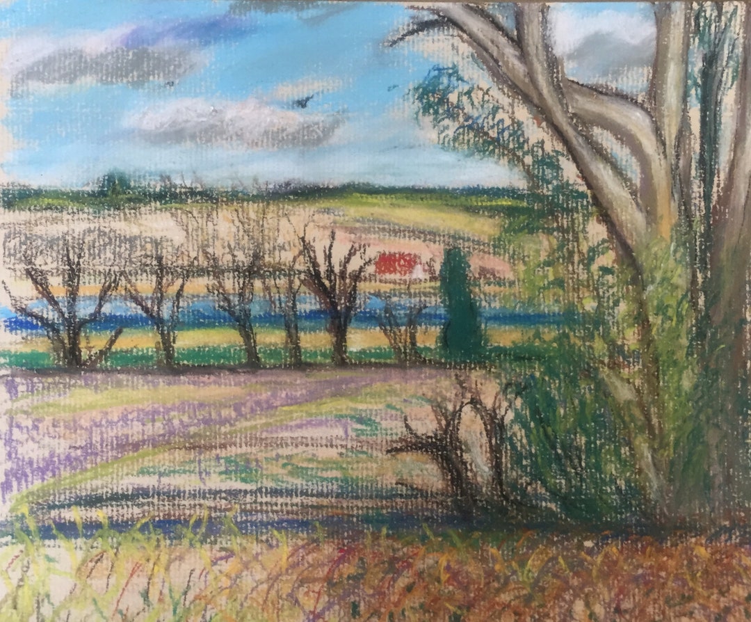 An Original Impressionist Pastel Landscape Painting Sketch the View ...