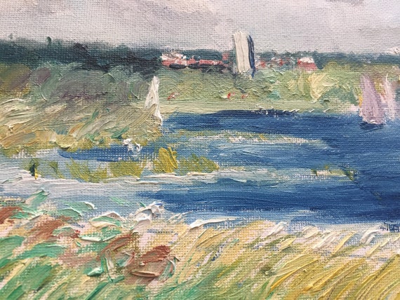 An original impressionist landscape oil painting sketch of the River ...