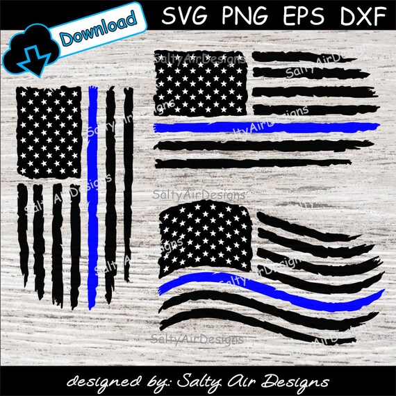 Distressed Police Flag Color Line Digital Cut File Digital | Etsy