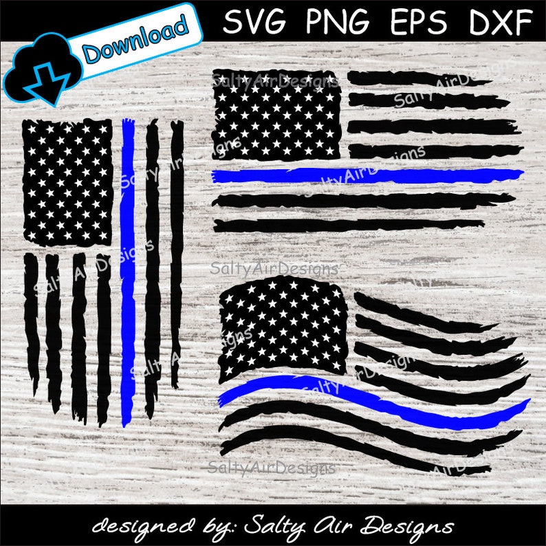 Distressed Police Flag Color Line Digital Cut File Digital | Etsy