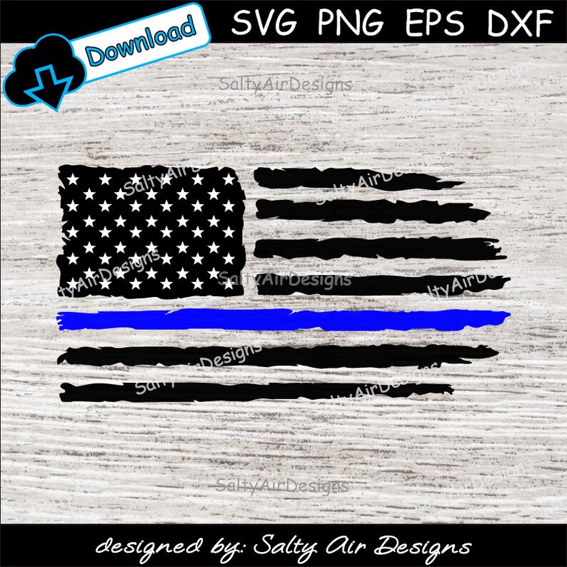 Distressed Police Flag Color Line Digital Cut File Digital | Etsy