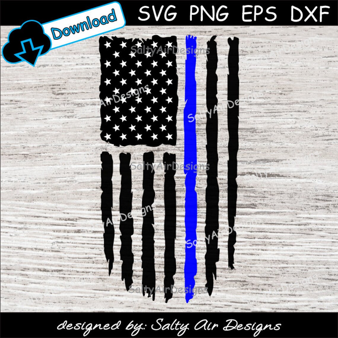 Distressed Police Flag Color Line Digital Cut File Digital | Etsy
