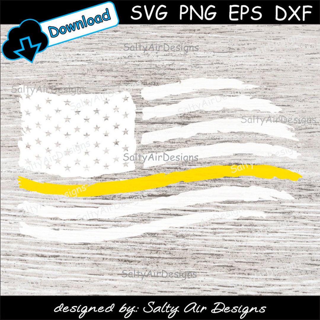 Distressed Flag Yellow Color Line Digital Cut File - Digital Files ...