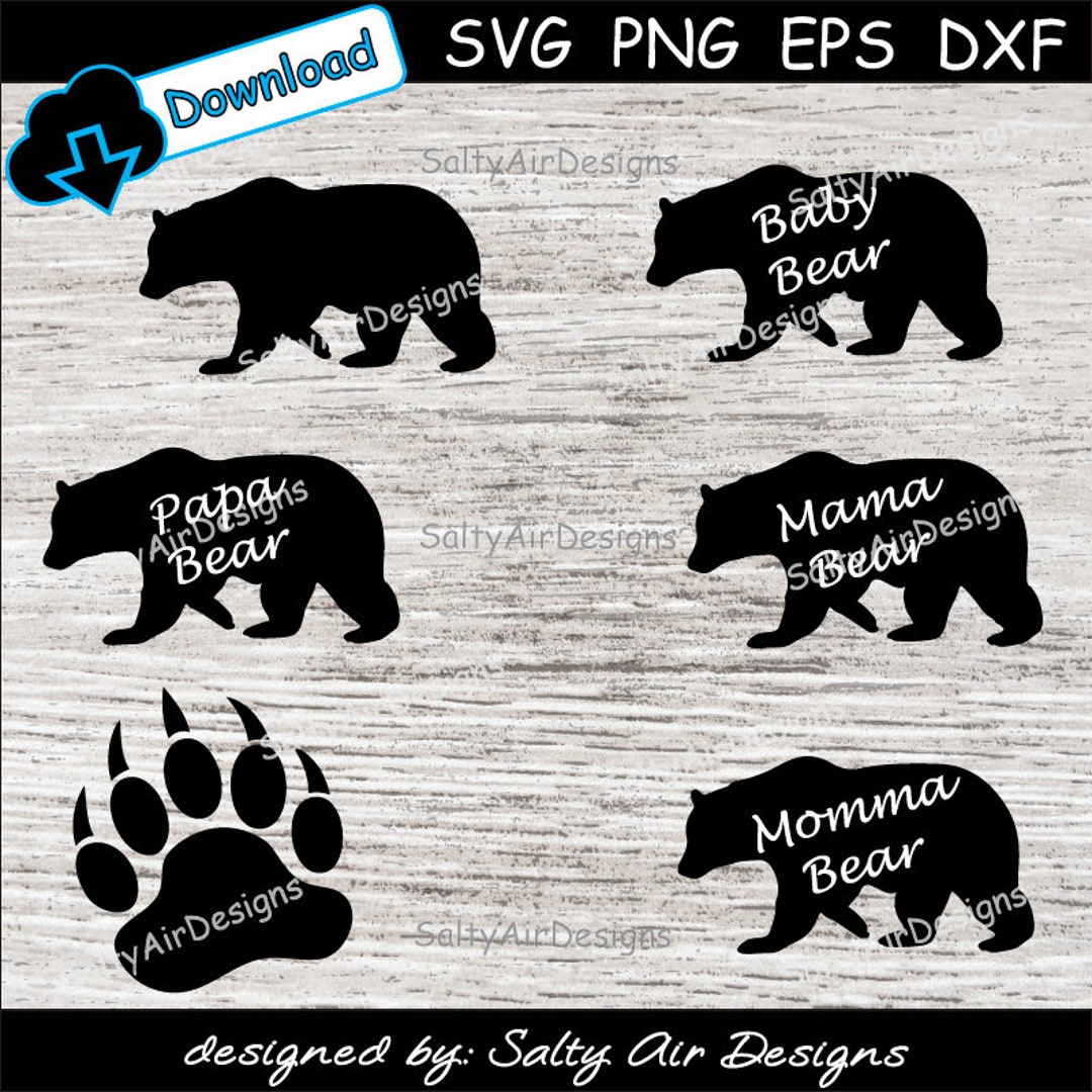 Bear Family Digital Cut Files Bundle - Digital Files - Bear SVG - Bear ...