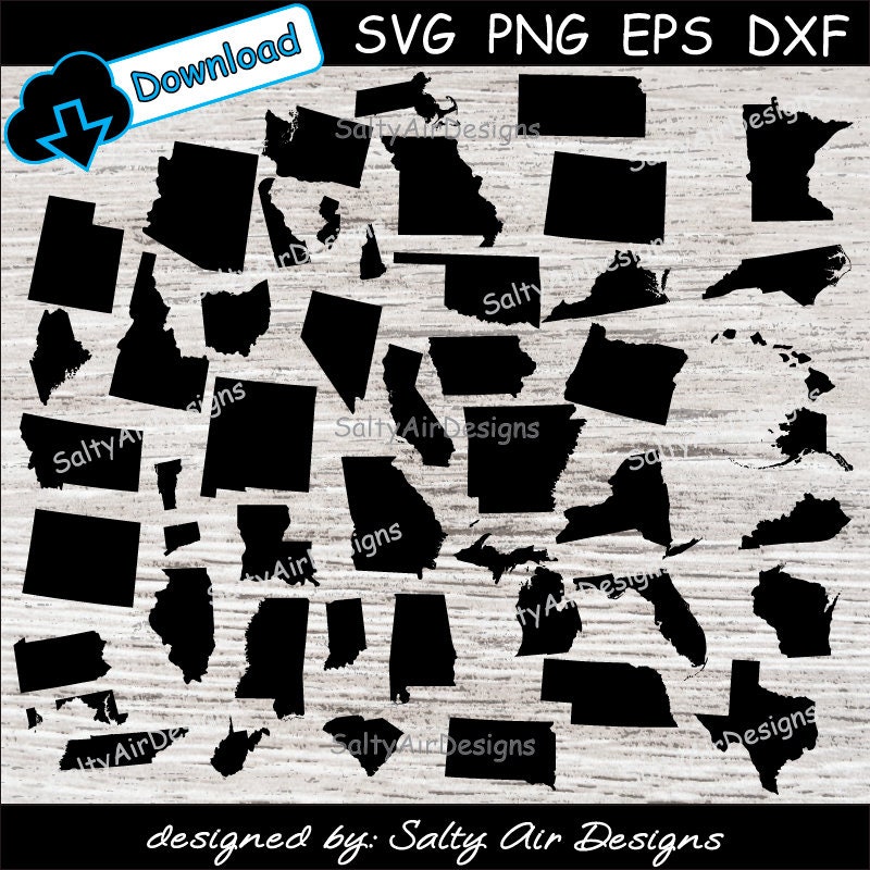 50 States and 4 US Maps Digital Cut Files Bundle Digital | Etsy