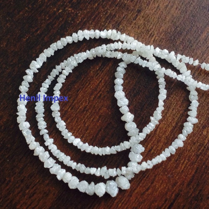16 Inch Full Strand White Diamonds, Conflict Free Diamond, Raw Rough ...