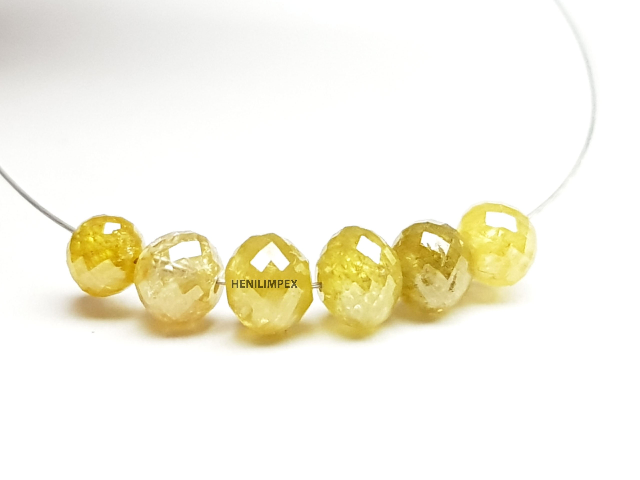 Yellow Diamond Beads Fancy Yellow Color Round Diamond Beads | Etsy