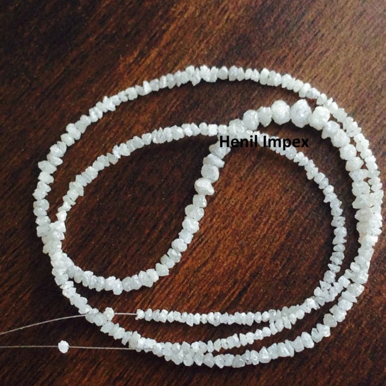 16 Inch Full Strand White Diamonds, Conflict Free Diamond, Raw Rough ...