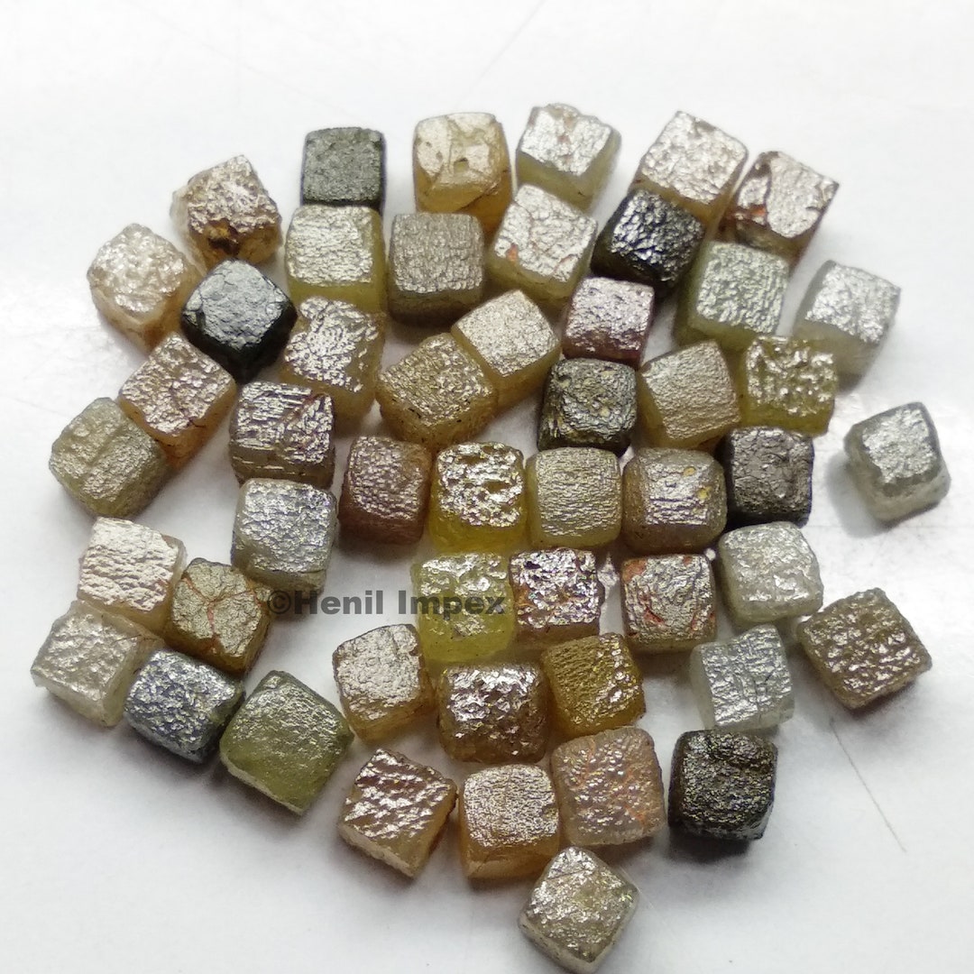 Natural Congo Cube Diamond ! Natural Fancy Color Cube Rough Loose Diamond ! 3.00 to 3.50 MM Size ...