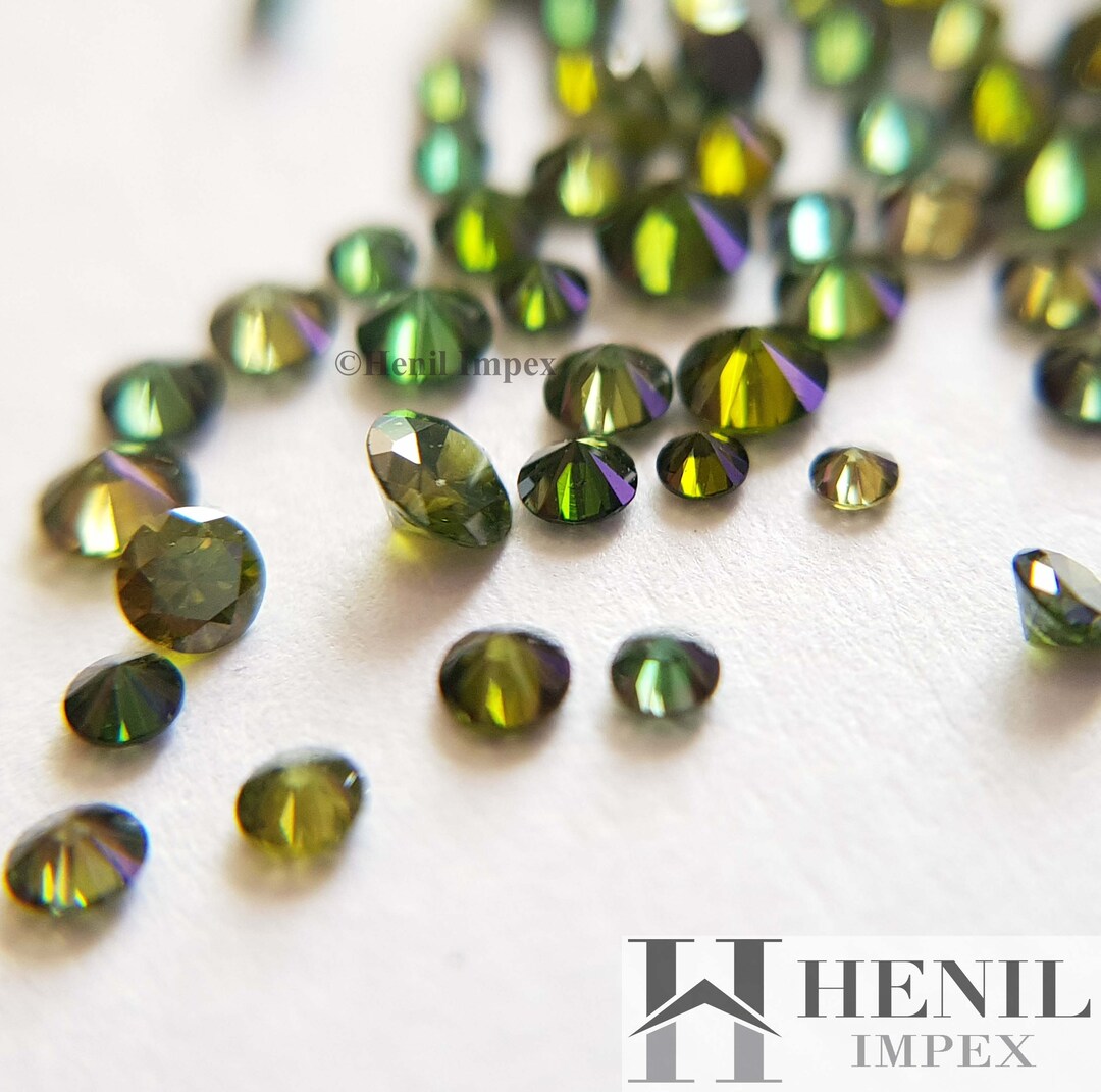 Natural Green Diamonds - 2.00 MM Size Natural Fancy Green Color Round ...