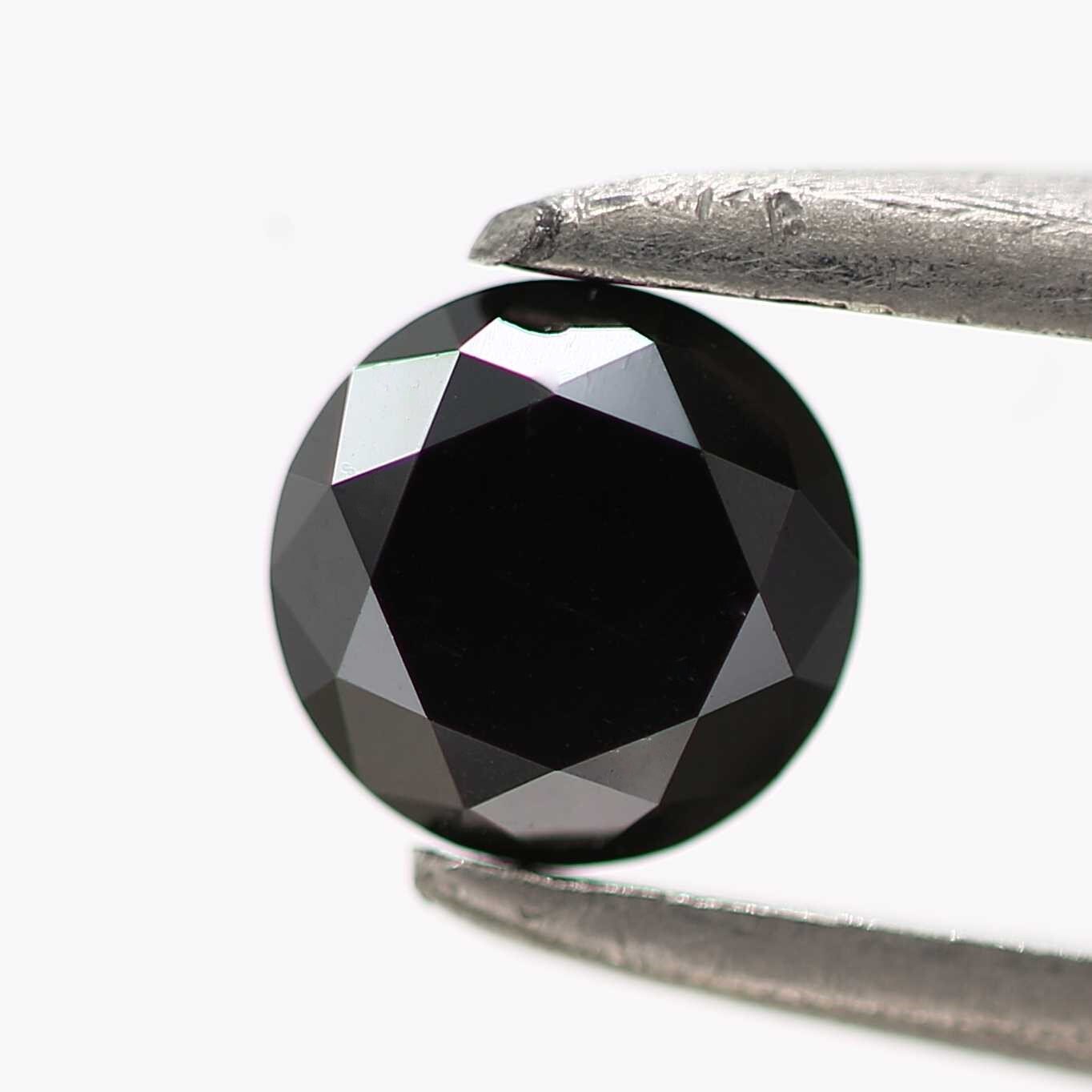 0.29 Carat Natural Black Diamond Black Round Brilliant Cut | Etsy
