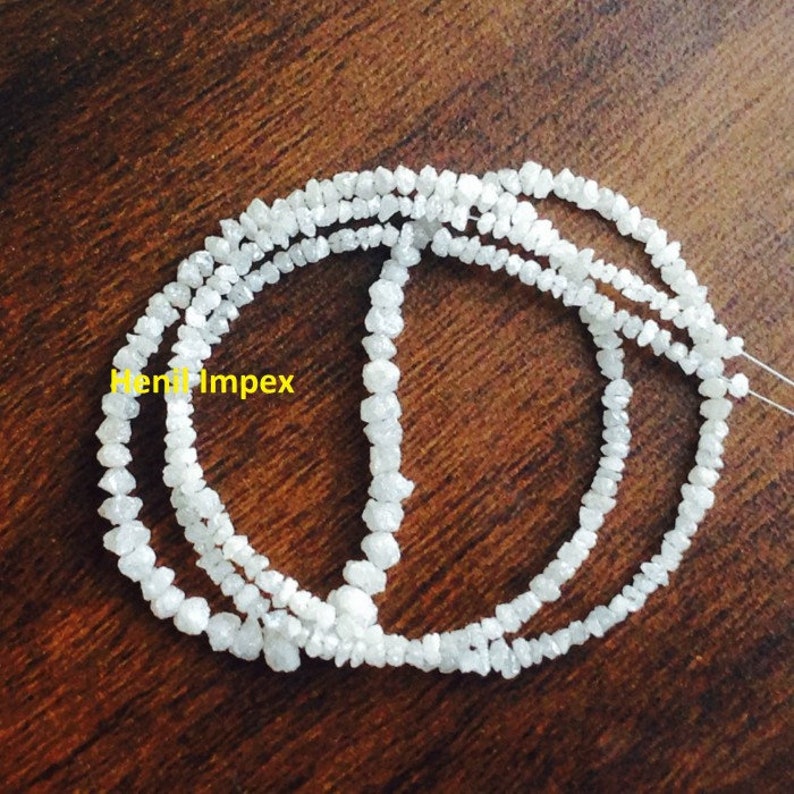 16 Inch Full Strand White Diamonds, Conflict Free Diamond, Raw Rough ...