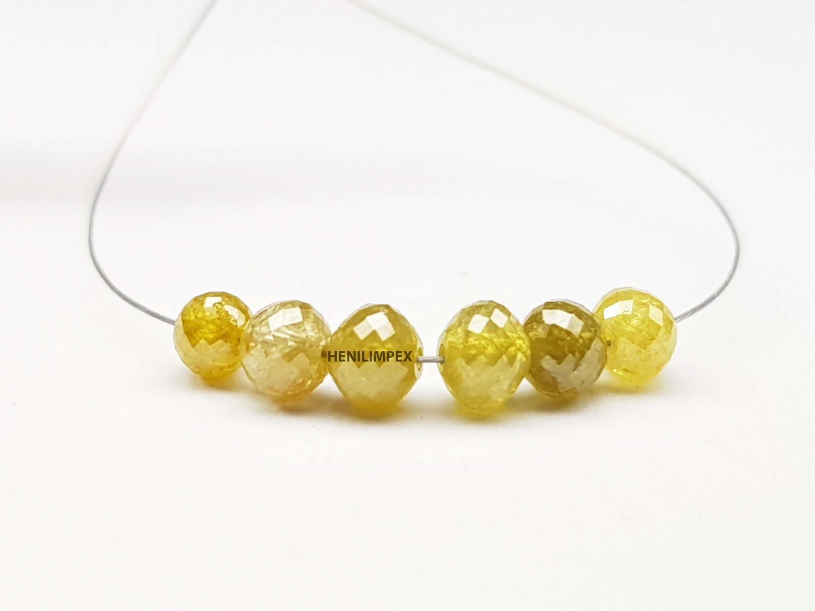Yellow Diamond Beads, Fancy Yellow Color Round Diamond Beads Wt Drilled ...