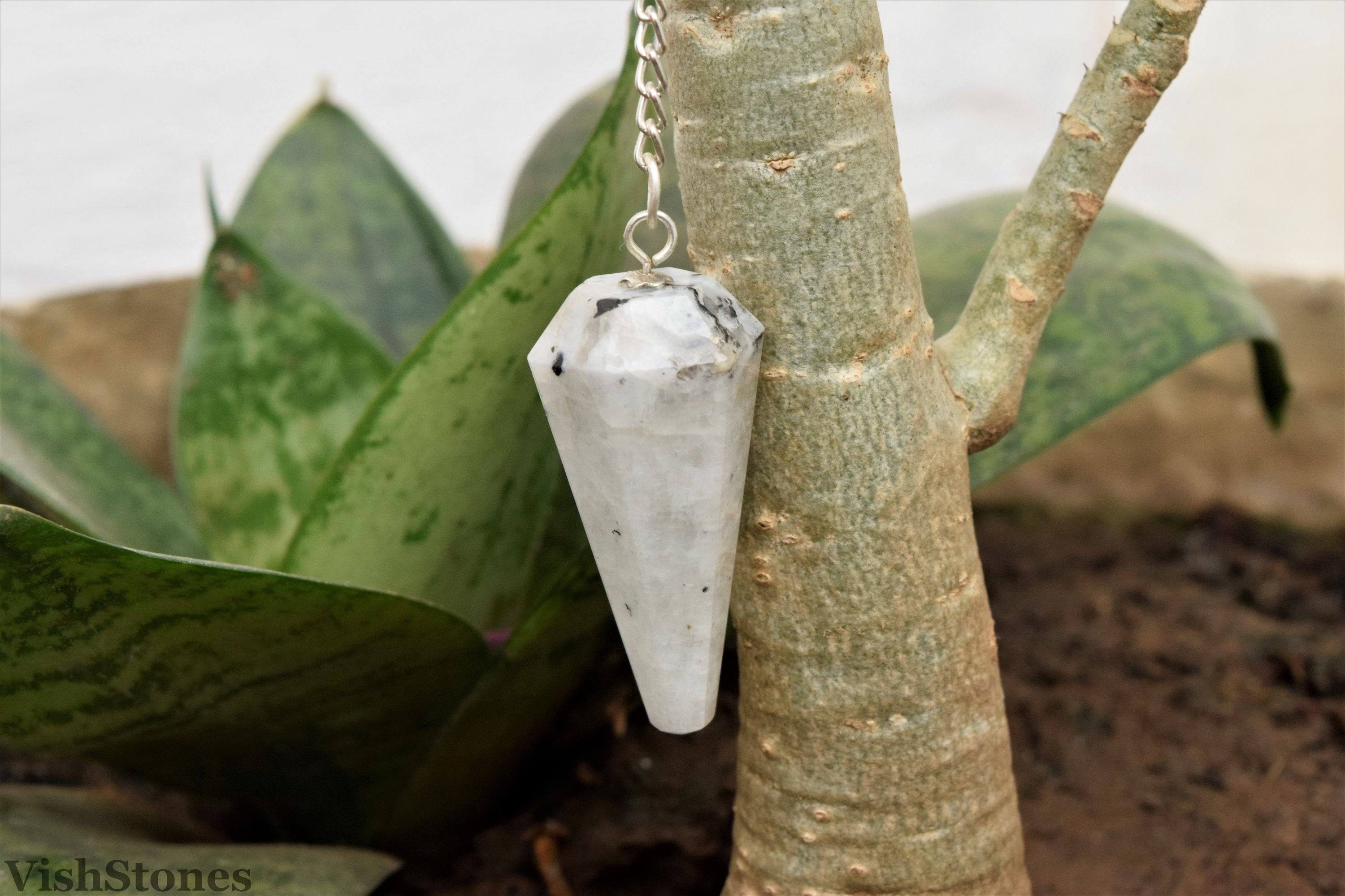 Rainbow Moonstone Pendulum Handmade Real Faceted Crystal | Etsy