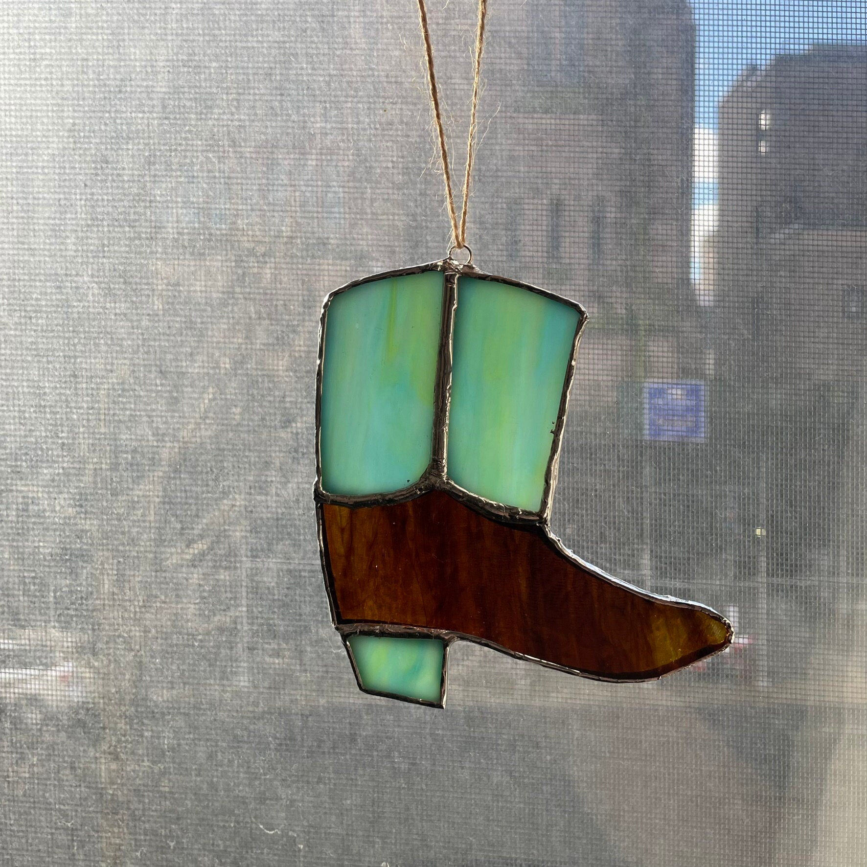 Custom Stained Glass Cowboy Boot Window Hanging, Glass Art Handmade in ...