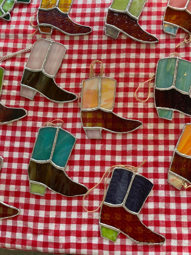 Custom Stained Glass Cowboy Boot | Window Hanging, Glass Art Handmade ...