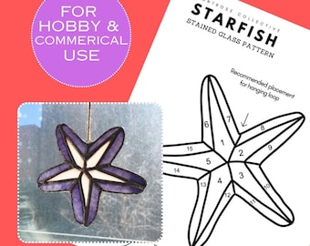 Starfish Stained Glass Pattern Commercial or Hobby Use Digital PDF PNG Download - Etsy