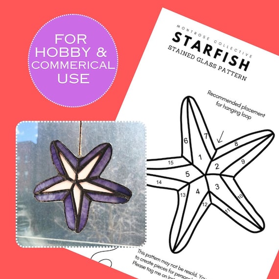 Starfish Stained Glass Pattern Starfish Stained Glass PSD, High
