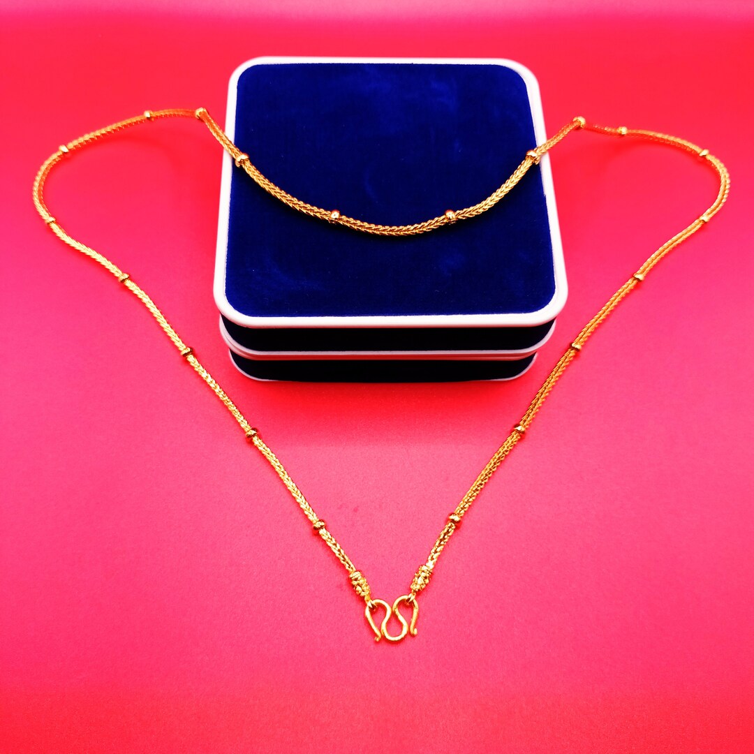 1 Pcs Chain 18k Thai Baht Yellow Gold GP Necklace 24 Inch 3 MM - Etsy