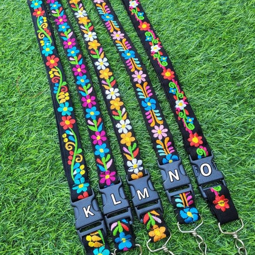 Embroidered Lanyard Mexican Embroidery Lanyard Floral - Etsy