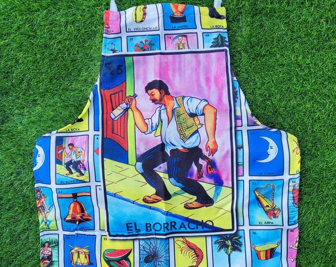 El Borracho Apron, Loteria Night, Mandil De Loteria, Loteria Apron - Etsy
