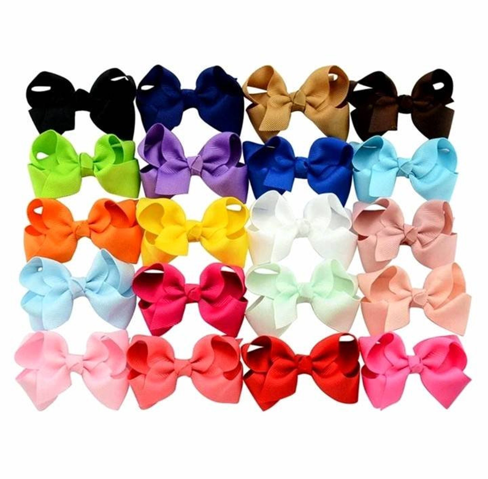 4 Inch Bows Set of 20 Bow Clips Alligator Clips Girl Bows - Etsy