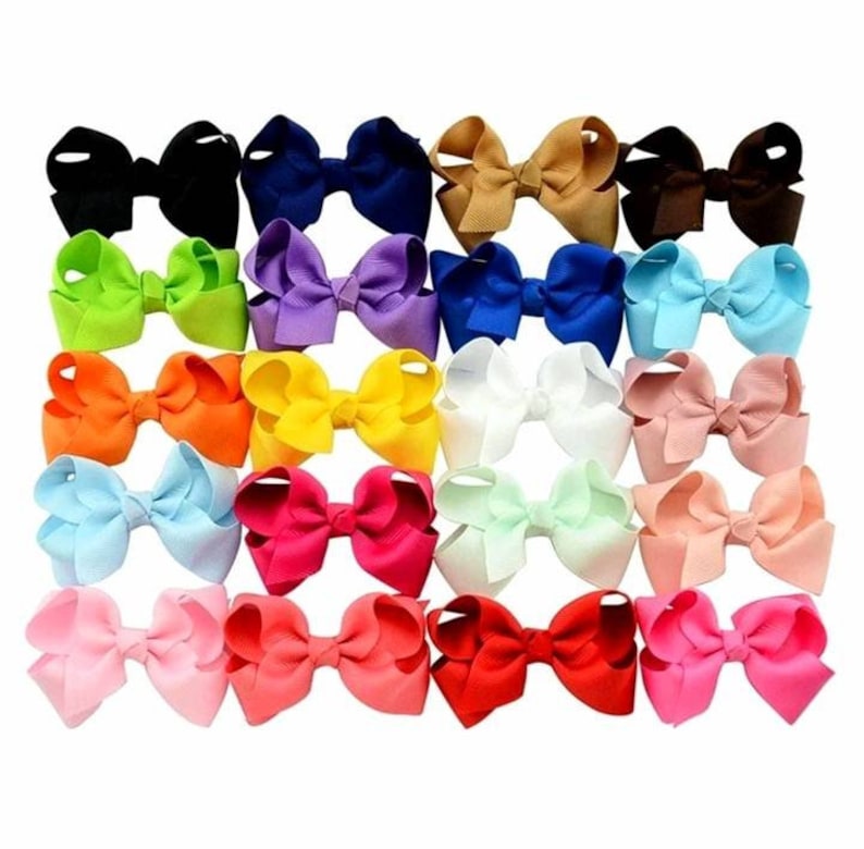 4 Inch Bows Set of 20 Bow Clips Alligator Clips Girl Bows - Etsy