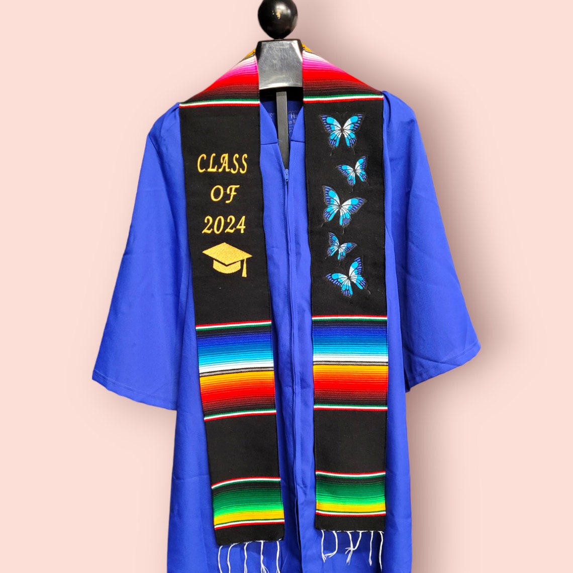 Mexican Graduation Stole, Sarape Stole, Butterfly Stole, Class of 2024 ...